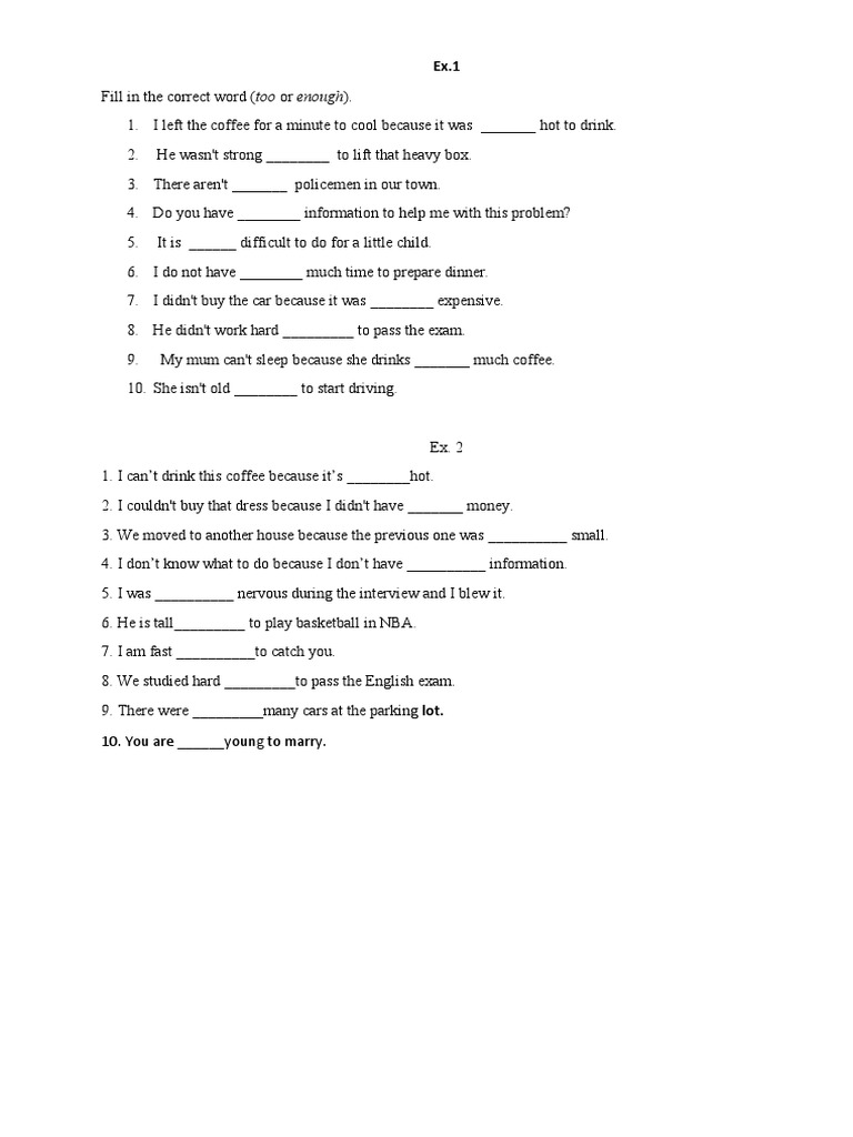 Enough Vs Too Exercises | PDF