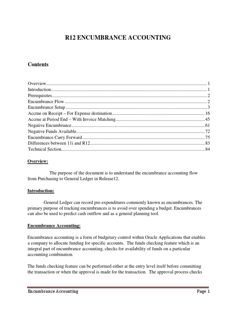 R12 Encumbrance Accounting: Overview | PDF | Debits And Credits | Accrual