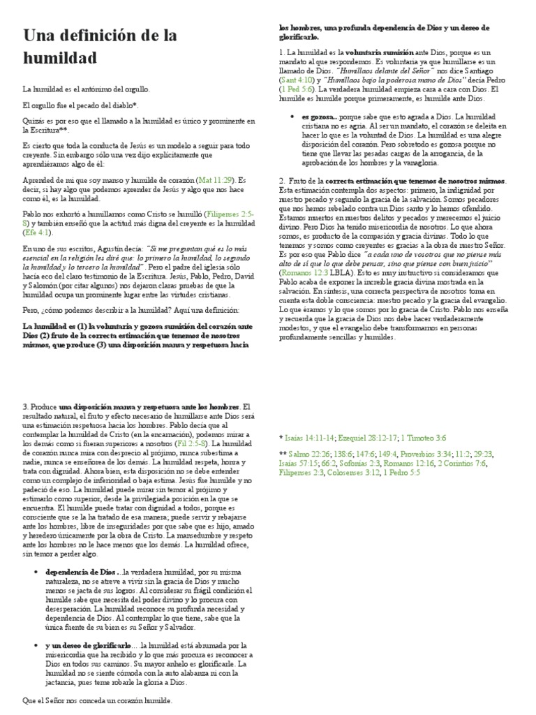 Una Definición de La Humildad | PDF | Pecado | Pablo el apóstol