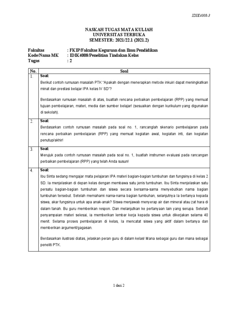 Soal Idik4008 tmk2 3 | PDF