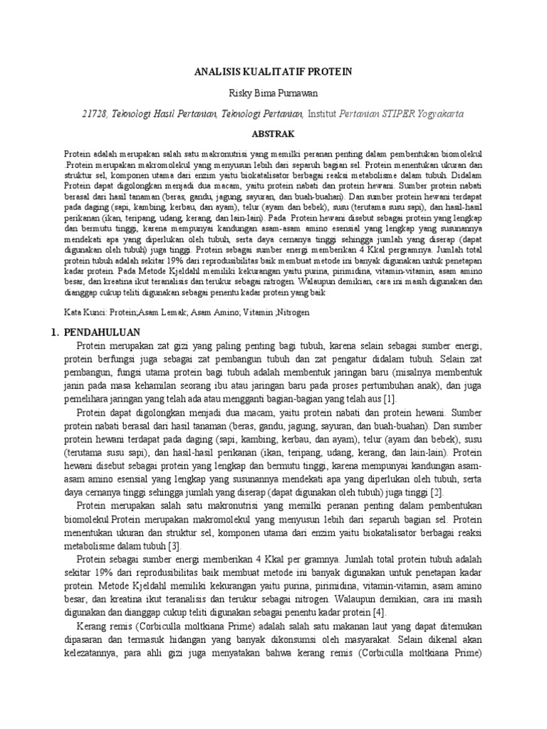Analisis Kualitatif Protein Acara 8 | PDF