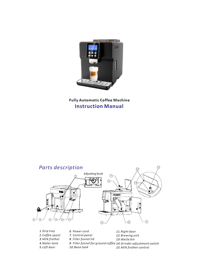 Instruction Manual: Fully Automatic Coffee Machine | PDF | Coffee ...