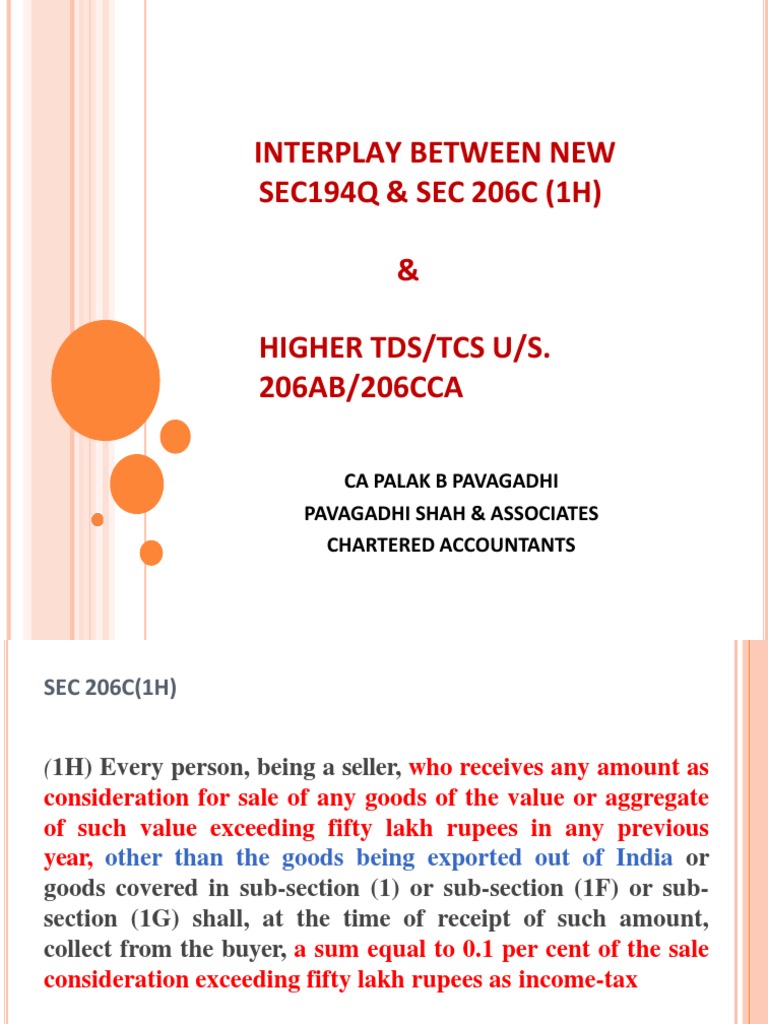 Interplay Between New SEC194Q & SEC 206C (1H) & Higher Tds/Tcs U/S ...