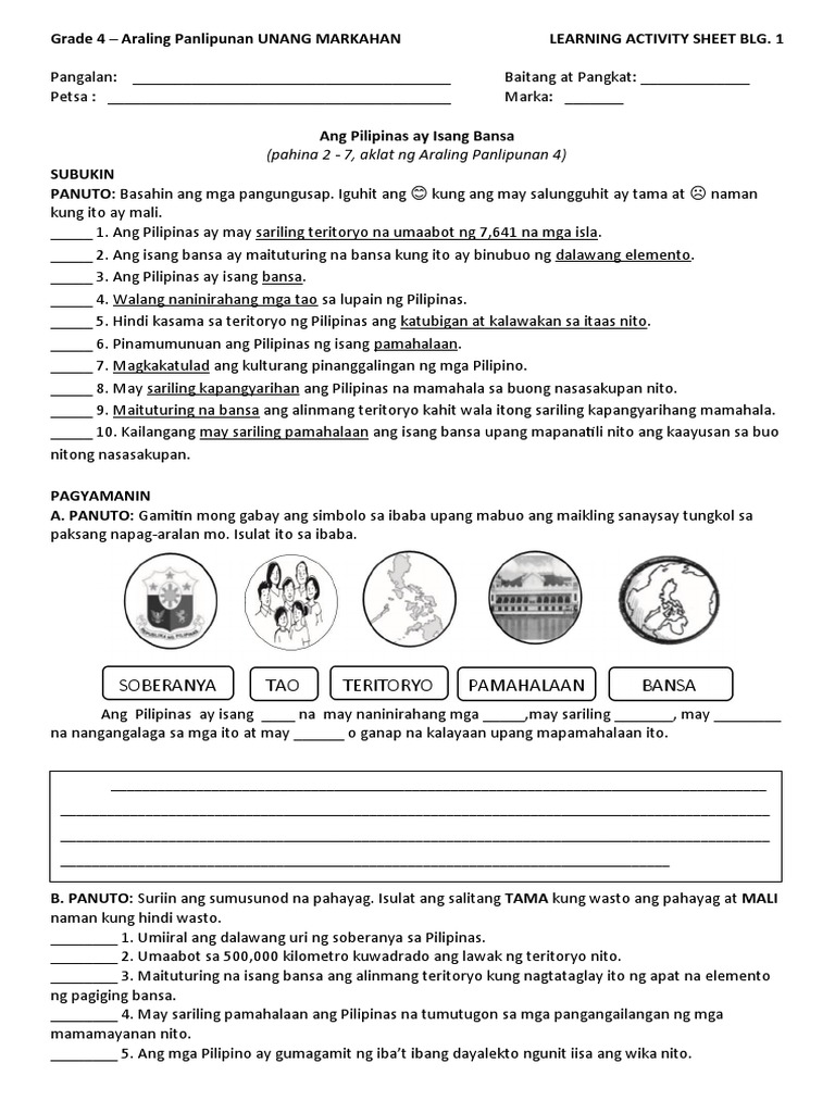 AP4 - Q1 - Worksheet 1 - 2 | PDF