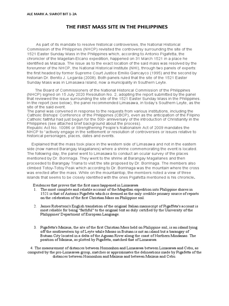 The First Mass Site in The Philippines | PDF