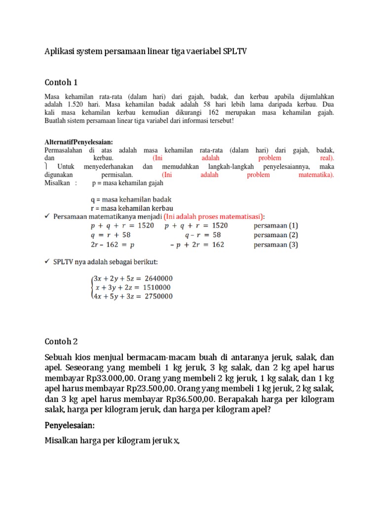 Aplikasi SPLTV | PDF | Metode & Bahan Ajar