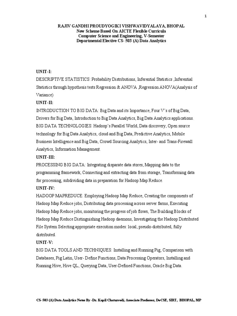 Data Analytics Notes From Unit 1 To 5 by DR Kapil Chaturvedi | PDF ...