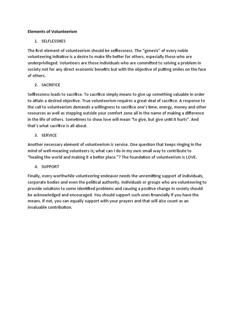 Elements of Volunteerism | PDF