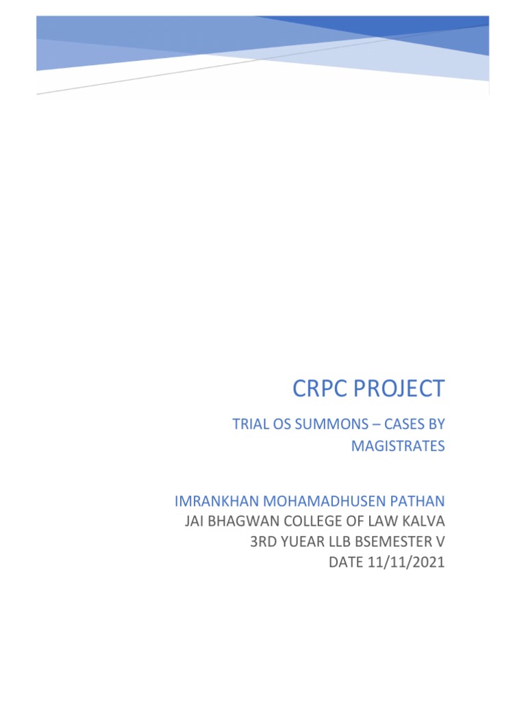 CRPC PDF | PDF | Magistrate | Summons