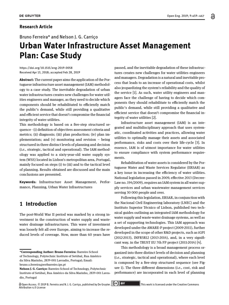 Urban Water Infrastructure Asset Management Plan | PDF | Water Supply ...