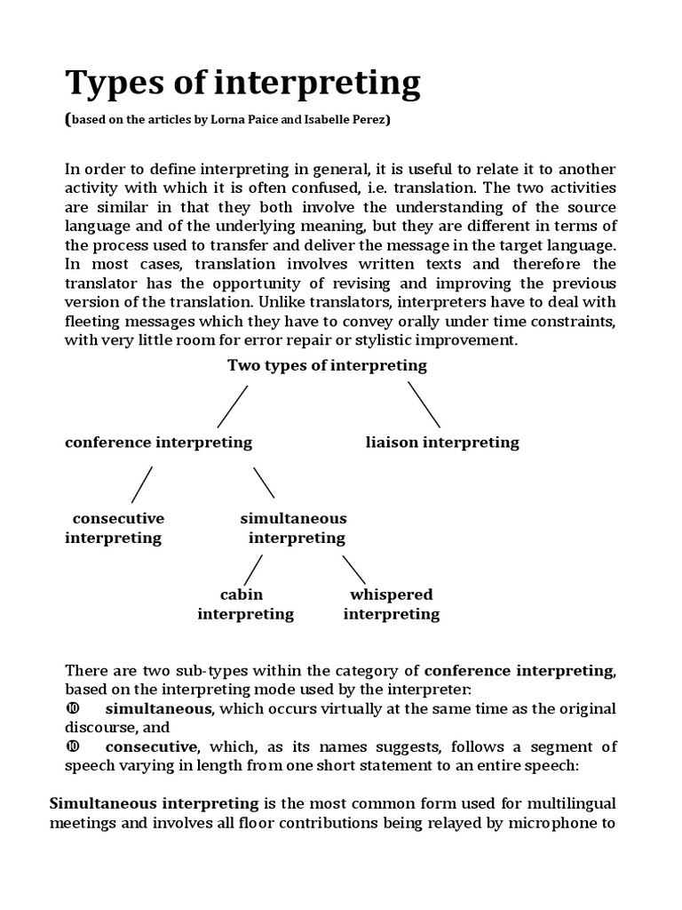 Types of Interpreting | PDF | Language Interpretation | Translations