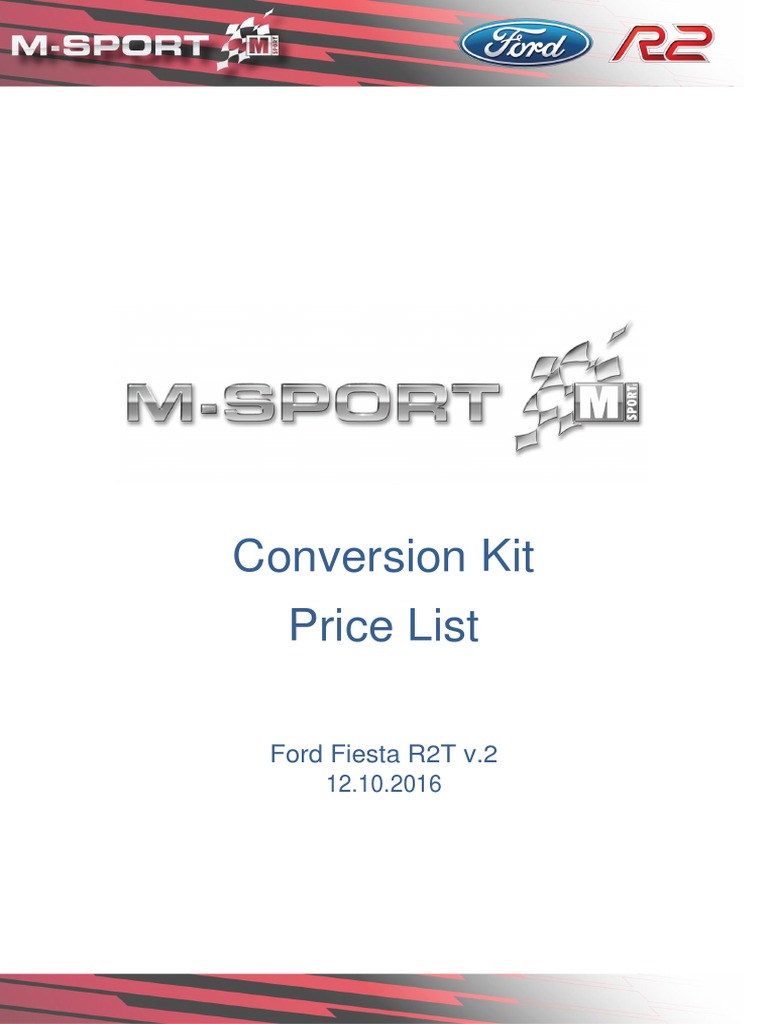 Conversion Kit Price List: Ford Fiesta R2T v.2 | PDF | Screw ...