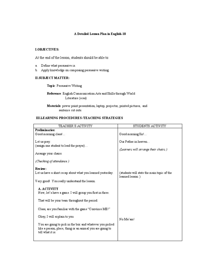 LP 2 Persuasive Writing | PDF | Lesson Plan | Millennials