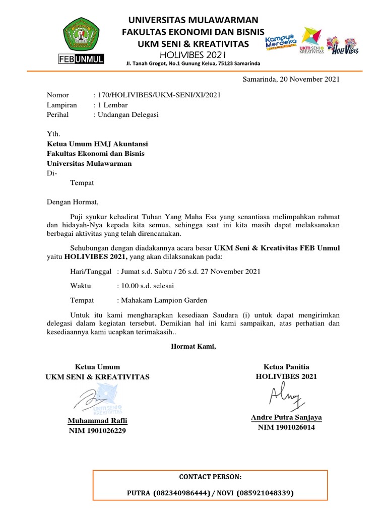 Undangan Delegasi HMJ Akuntansi Feb Unmul | PDF