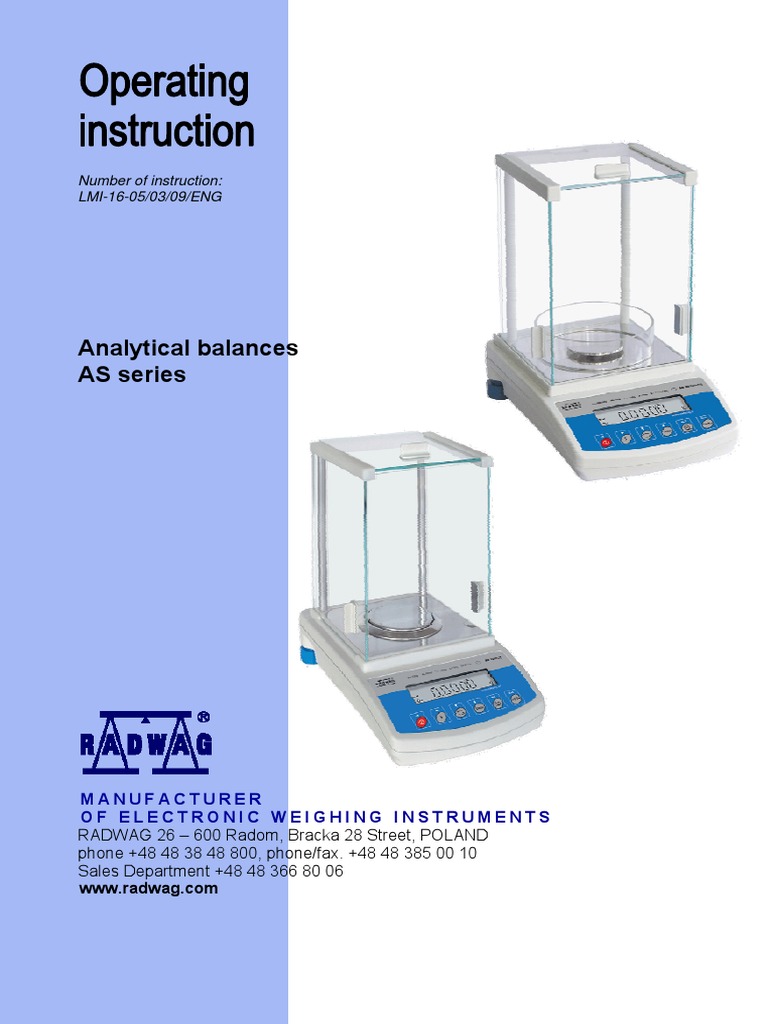 AS Manual | PDF | Weight | Calibration