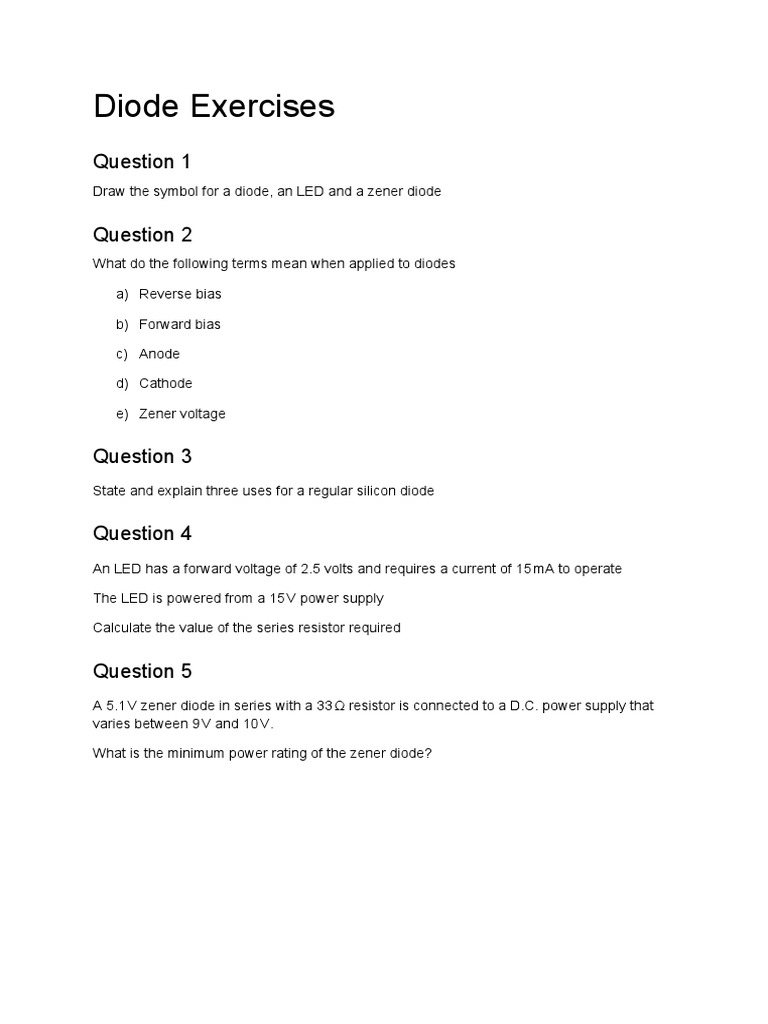 Lesson Diode Exercises | PDF