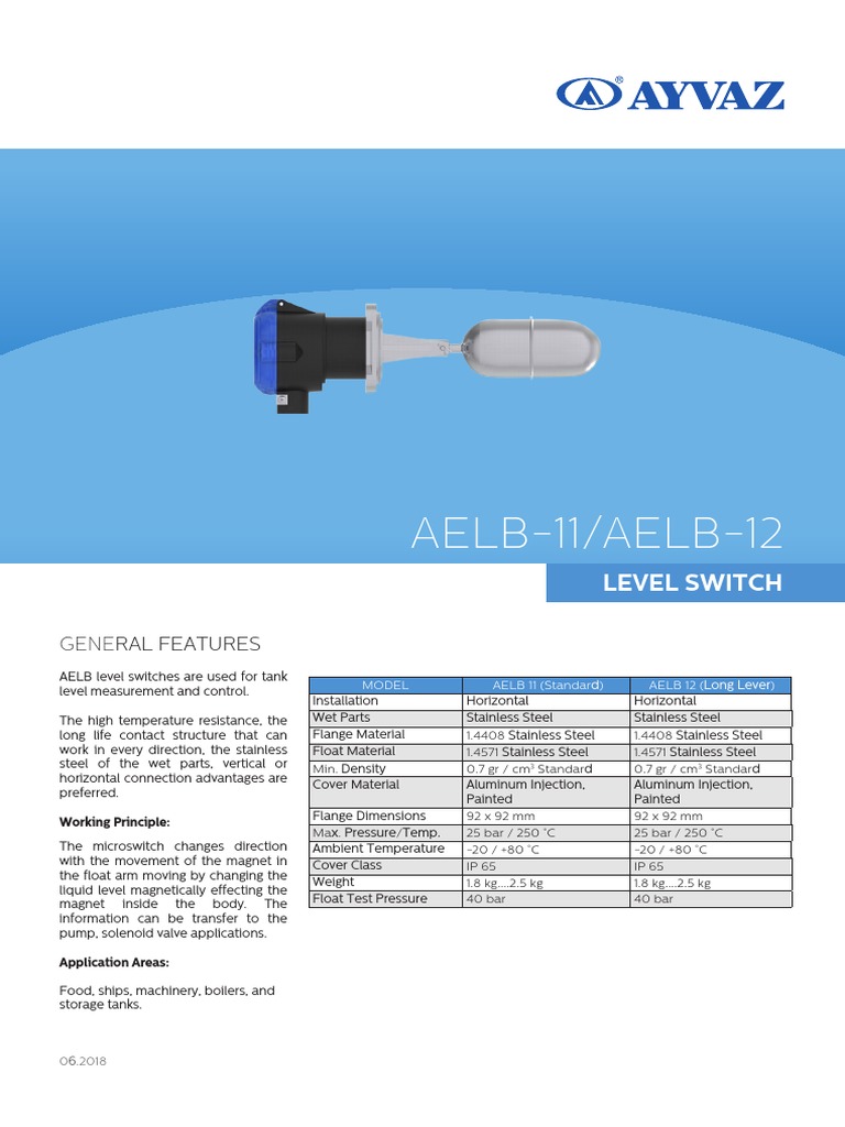 Ayvaz AELB-11 12 Level Switch | PDF | Stainless Steel | Switch