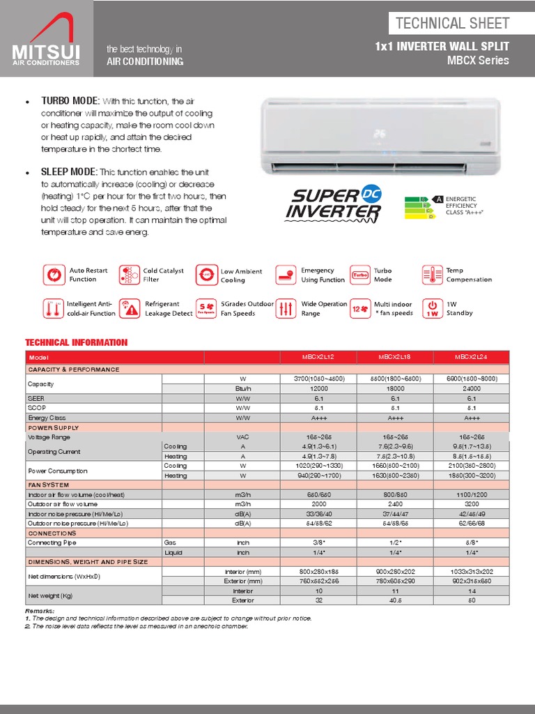 Technical Sheet: The Best Technology in Air Conditioning | PDF | Air ...