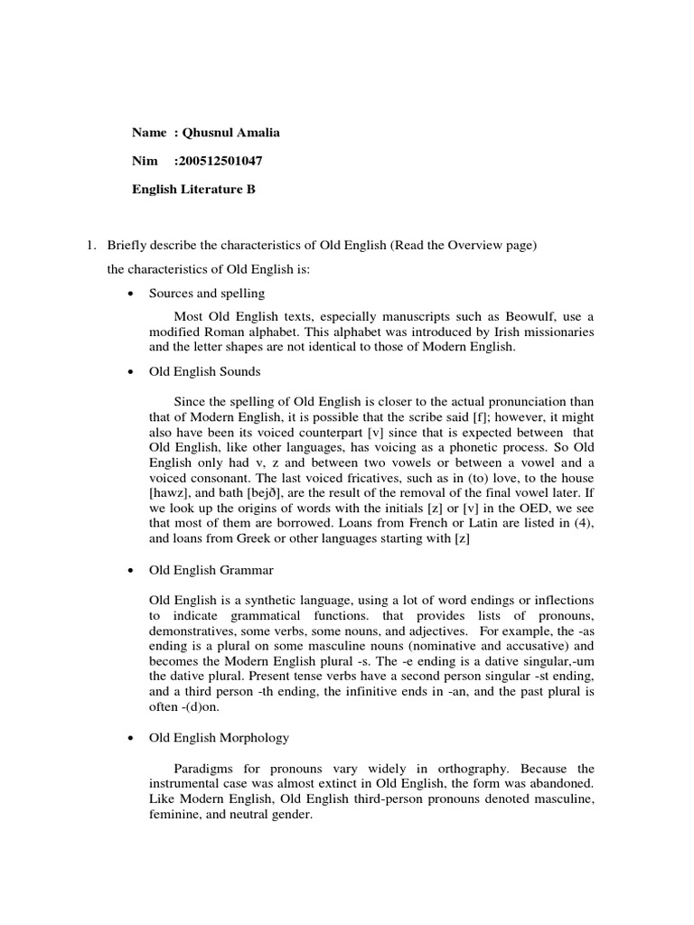 History of English Language | PDF | English Language | Grammatical Gender