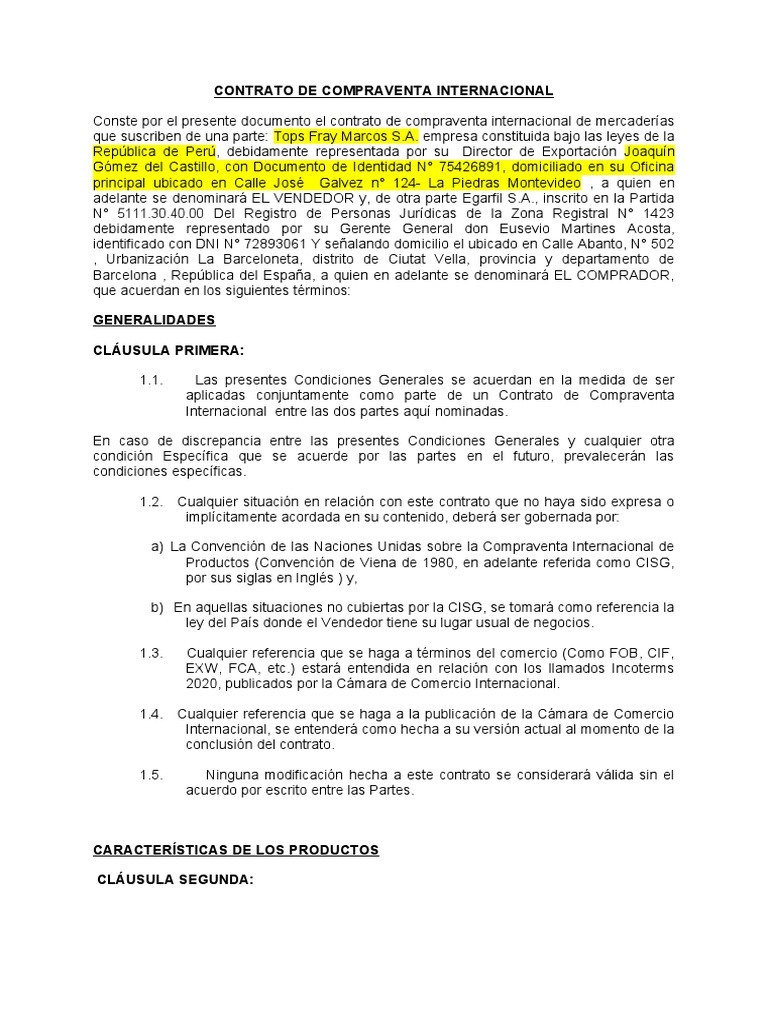 Contrato de Compraventa Internacional | PDF | Economias | Comercio