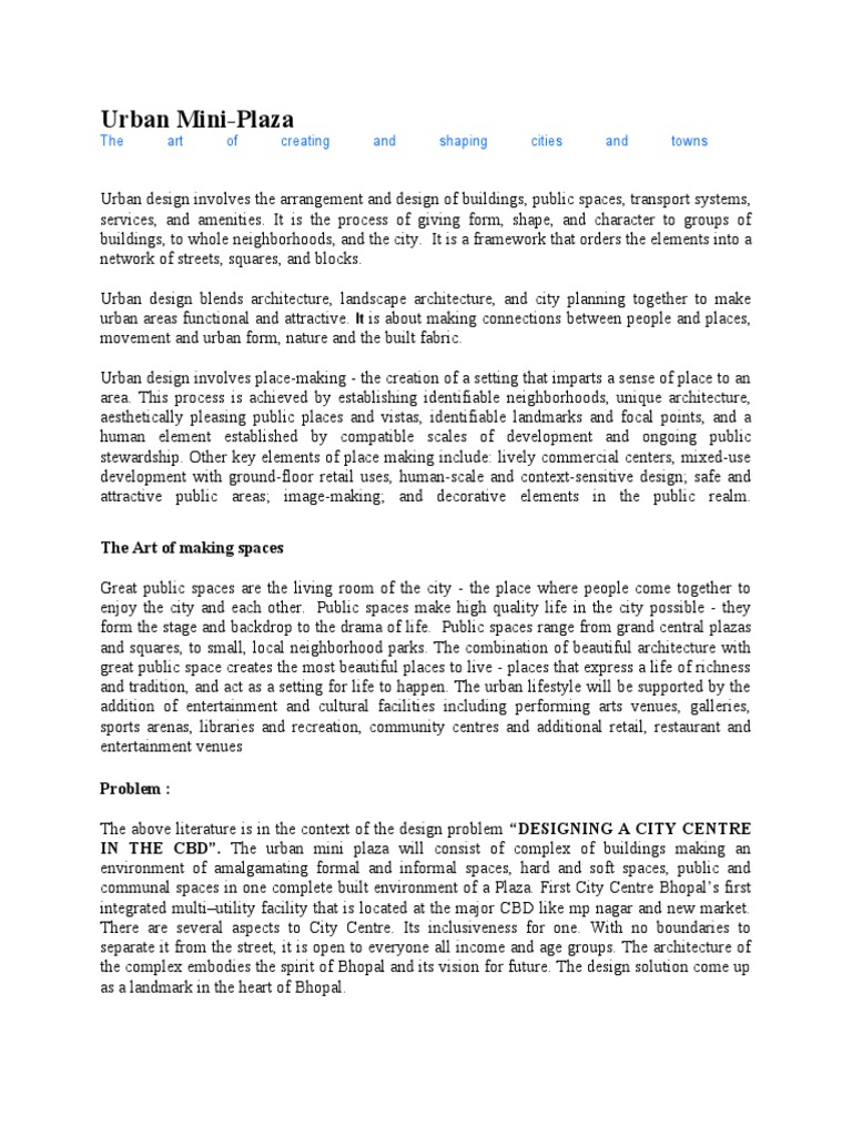 Urban Mini-Plaza: The Art of Creating and Shaping Cities and Towns ...