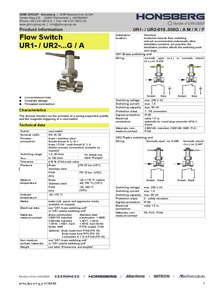 GHM Pi-Ho Fpa-Ur1-G e Datasheet | PDF | Switch | Electrical Wiring