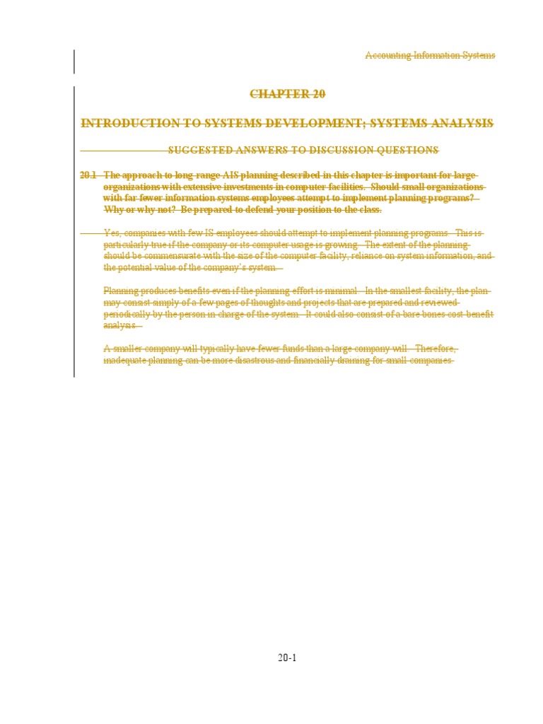 Introduction To Systems Development Systems Analysis: Suggested Answers ...