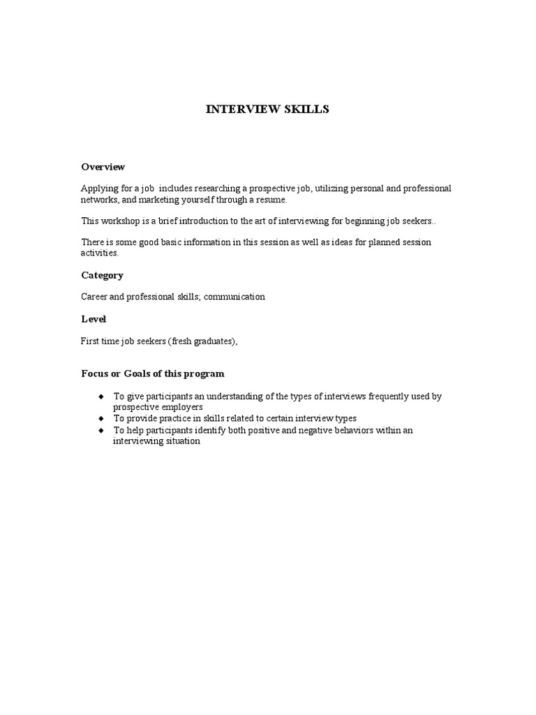 Interview Skills | PDF | Interview | Psychological Concepts