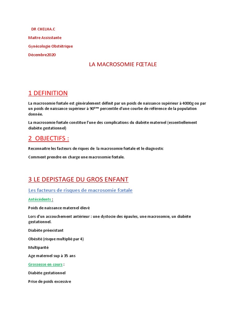 Gestion de la Macrosomie Fœtale | PDF | Accouchement | Diabète gestationnel