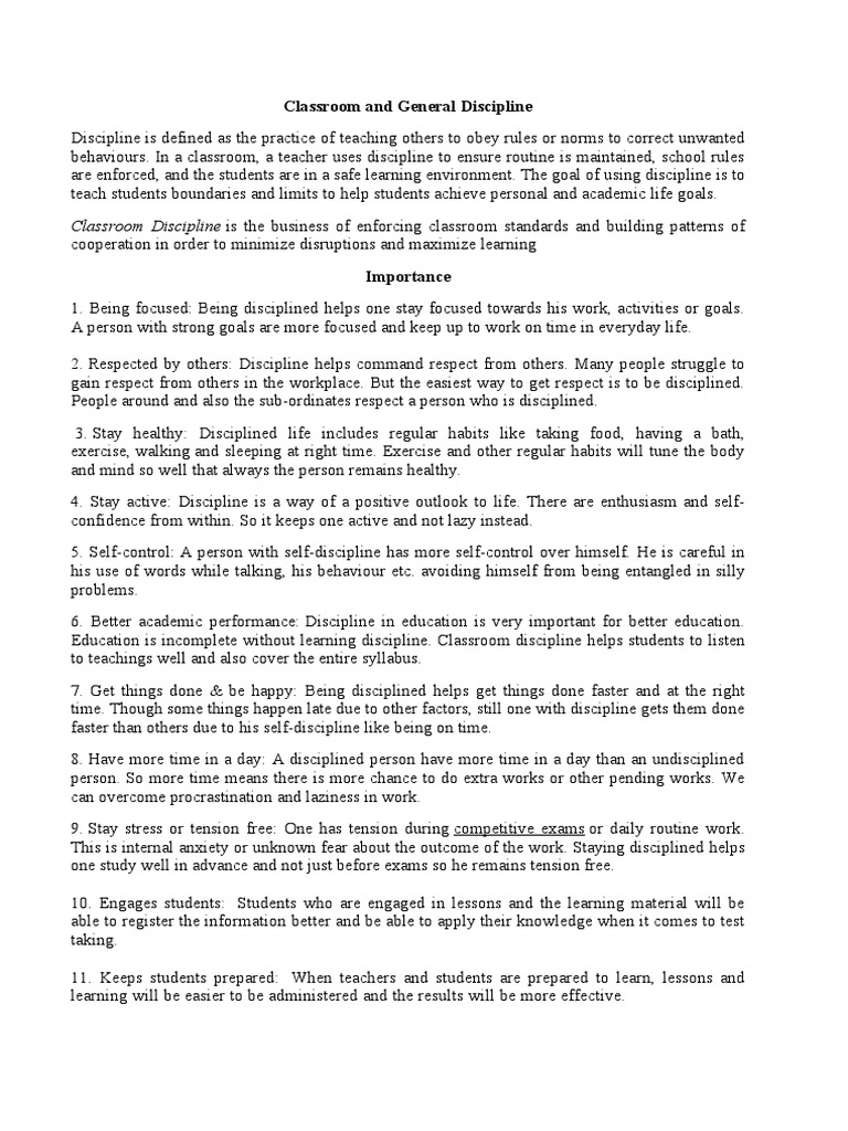 Classroom and General Discipline | Download Free PDF | Teachers ...
