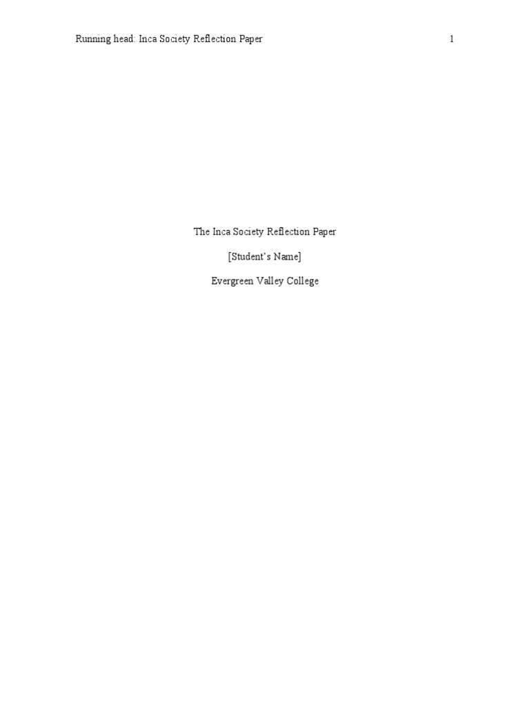 Reflection Paper Inca Society | PDF | Inca Empire