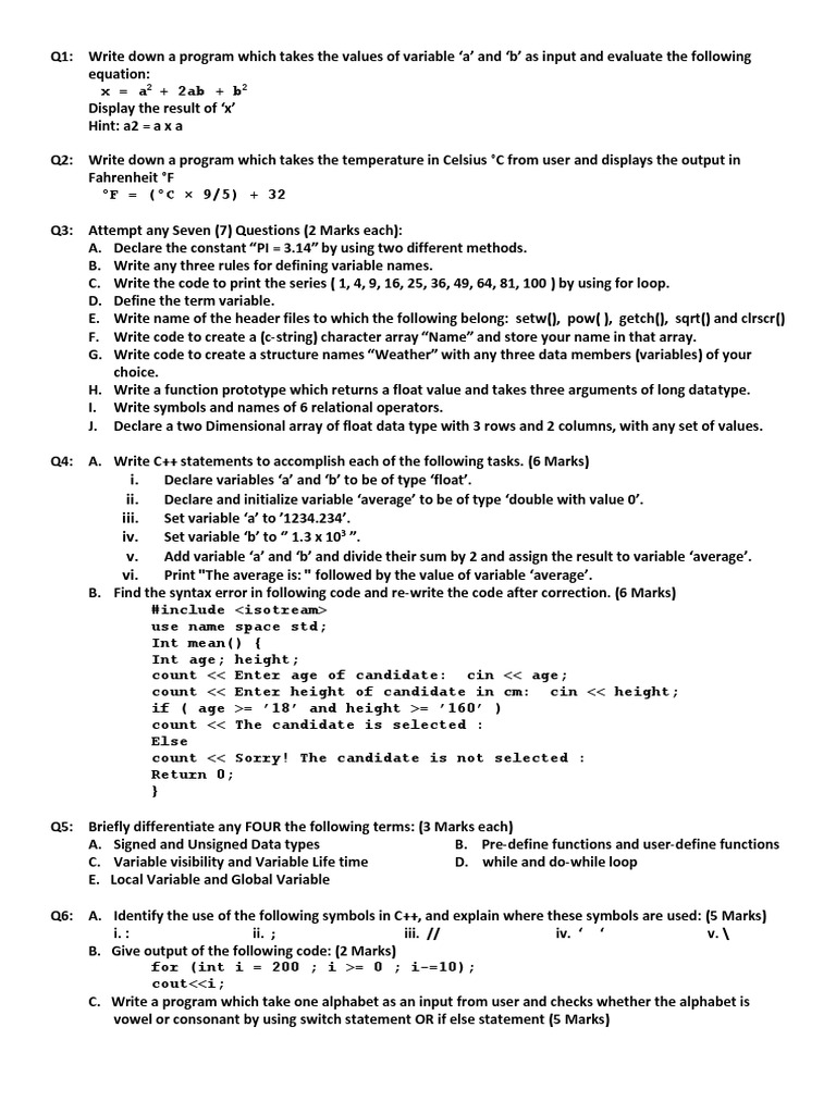 C++ Paper Outline | Download Free PDF | Parameter (Computer Programming ...