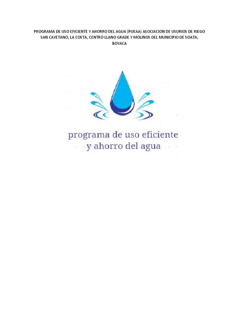 Programa de Uso Eficiente y Ahorro de Agua PUEAA | PDF | Agua | Riego