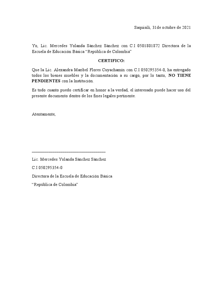 Certificado de No Adeudar | PDF