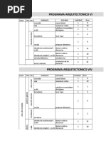 Programa Arquitectonico - Excel | PDF