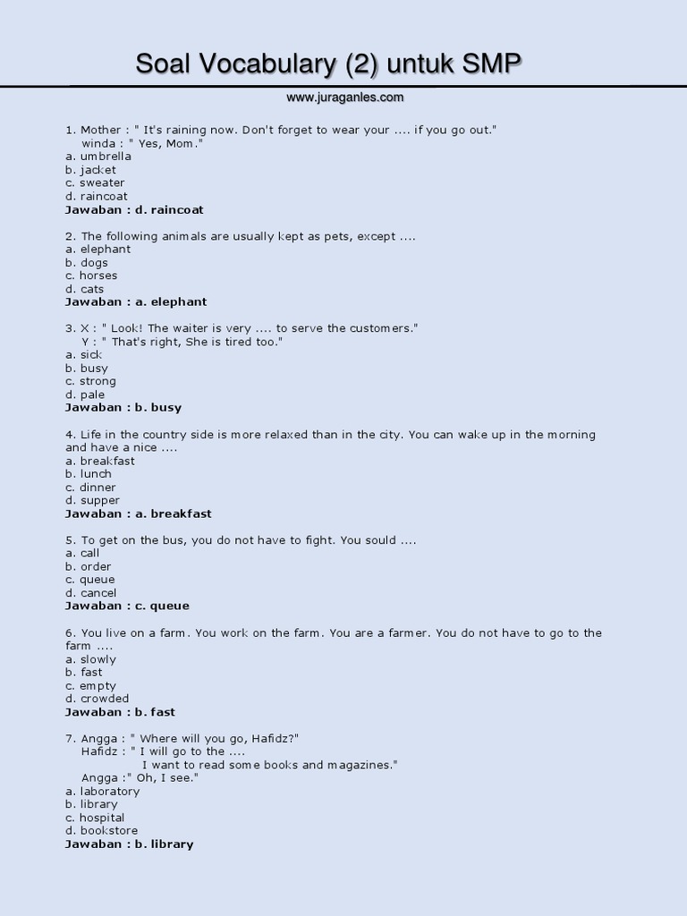 Soal Vocabulary Part 2 | PDF