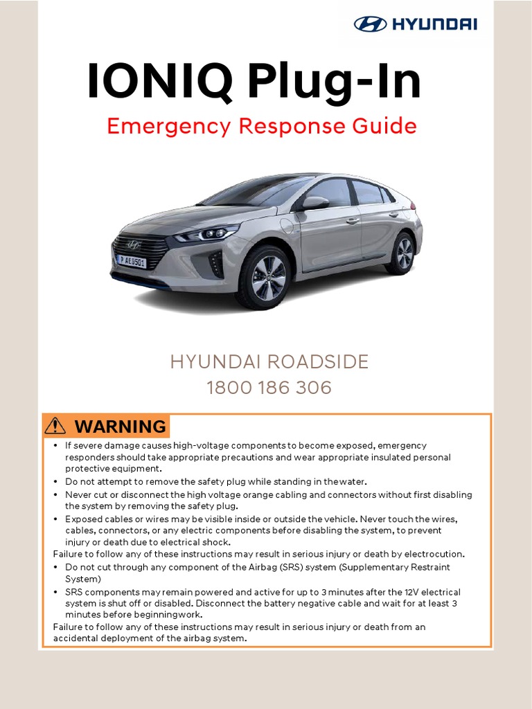 IONIQ Plug-In: Emergency Response Guide | PDF | Hybrid Vehicle | High ...