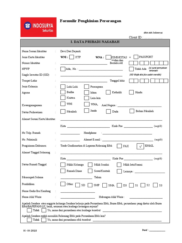 Form Pengkinian Data 4 Halaman | PDF