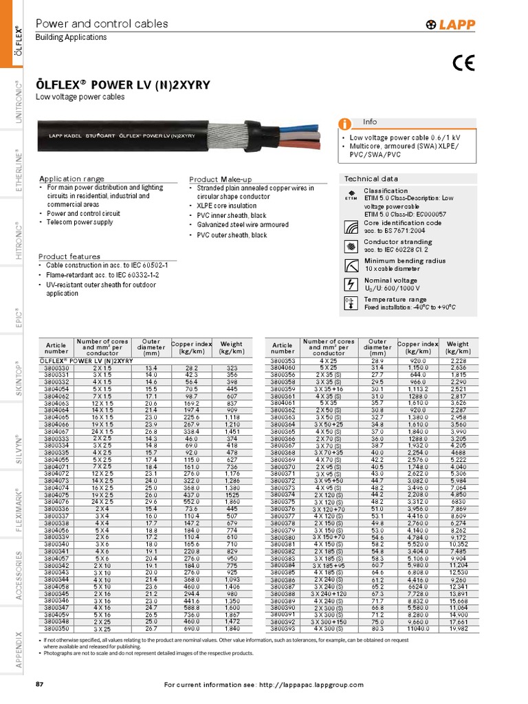 Olflex Power LV N 2xyry Pg87 | PDF | Building Materials | Electrical ...