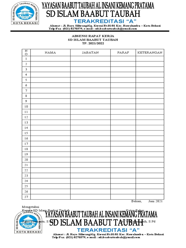 Absensi Observasi Calon Wali Murid | PDF