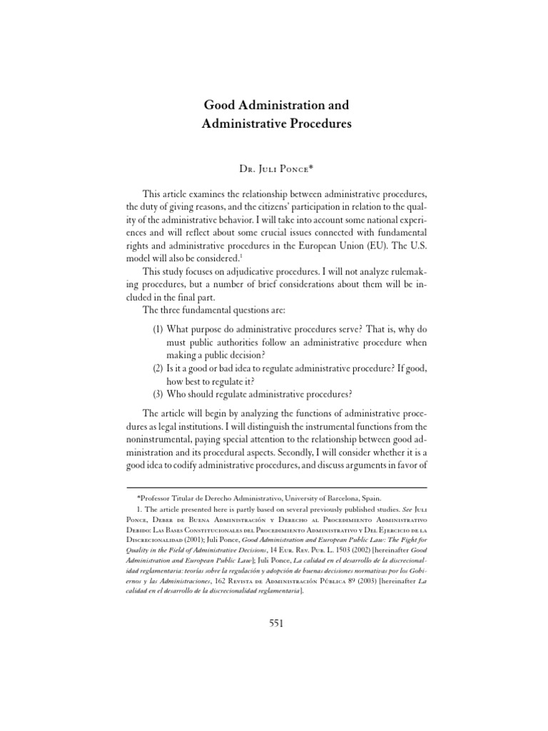 Good Administration and Administrative Procedures | Download Free PDF ...