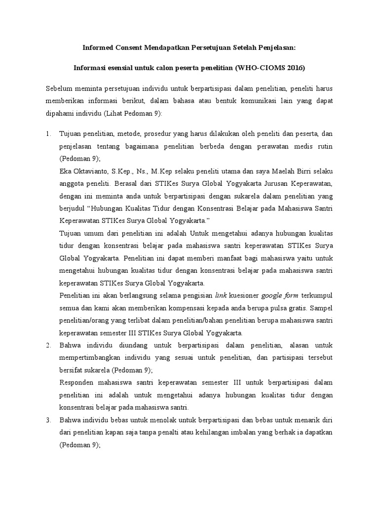 Informed Concent 35 Butir (SSG) | PDF