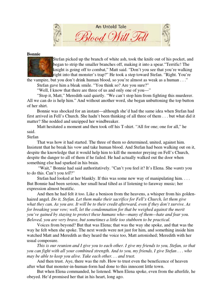 Blood Will Tell - Vampire Diaries Short Story | PDF | Vampires | Thought