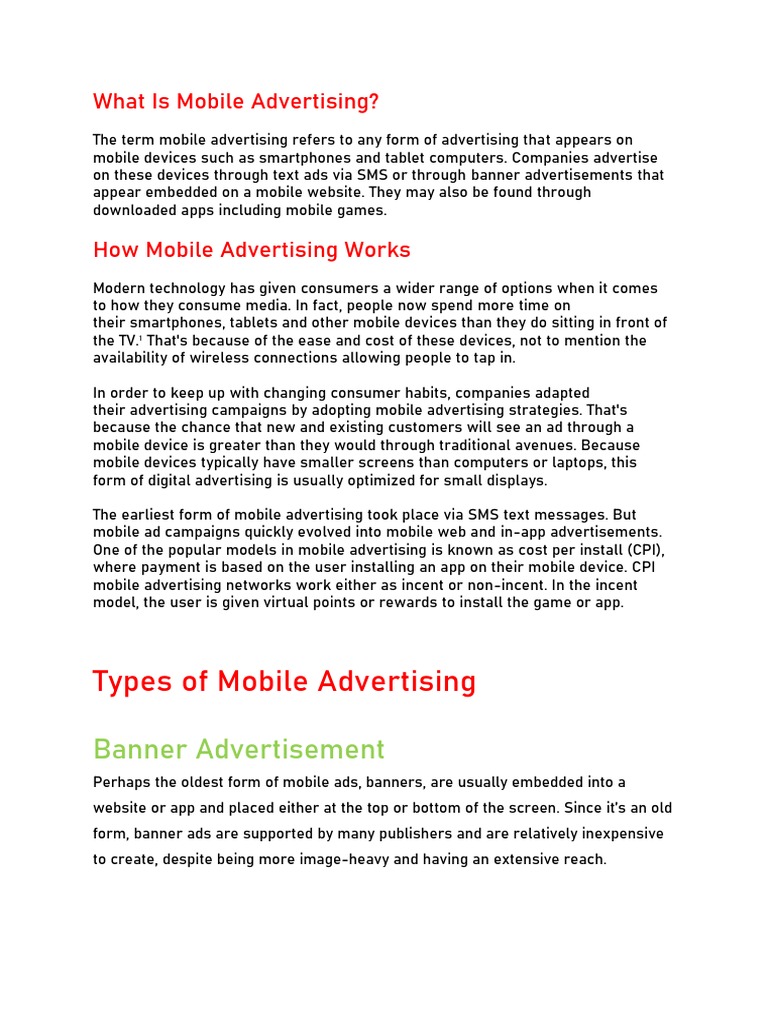 Understanding Mobile Advertising Types | PDF | Advertising | Mobile App