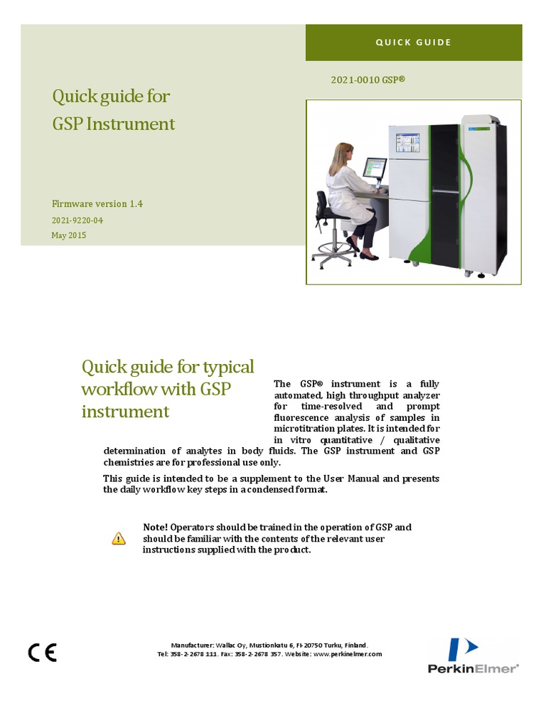 Quick Guide For GSP Instrument | PDF | Assay | Calibration