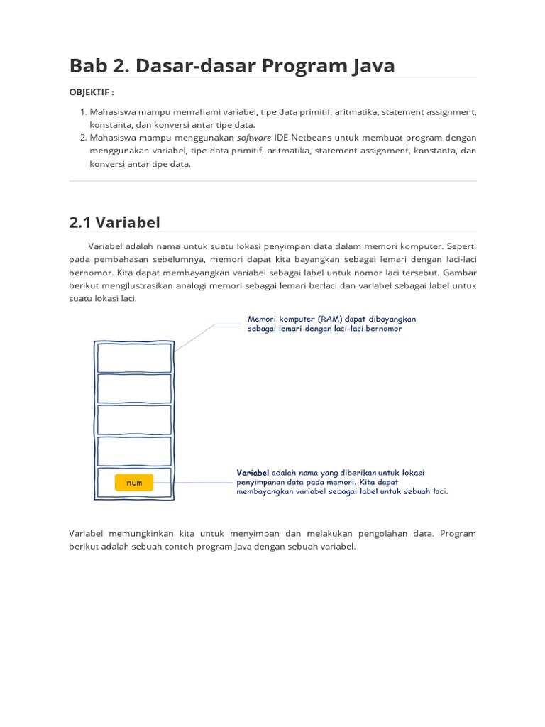 Variabel dan Tipe Data Dasar dalam Java | PDF