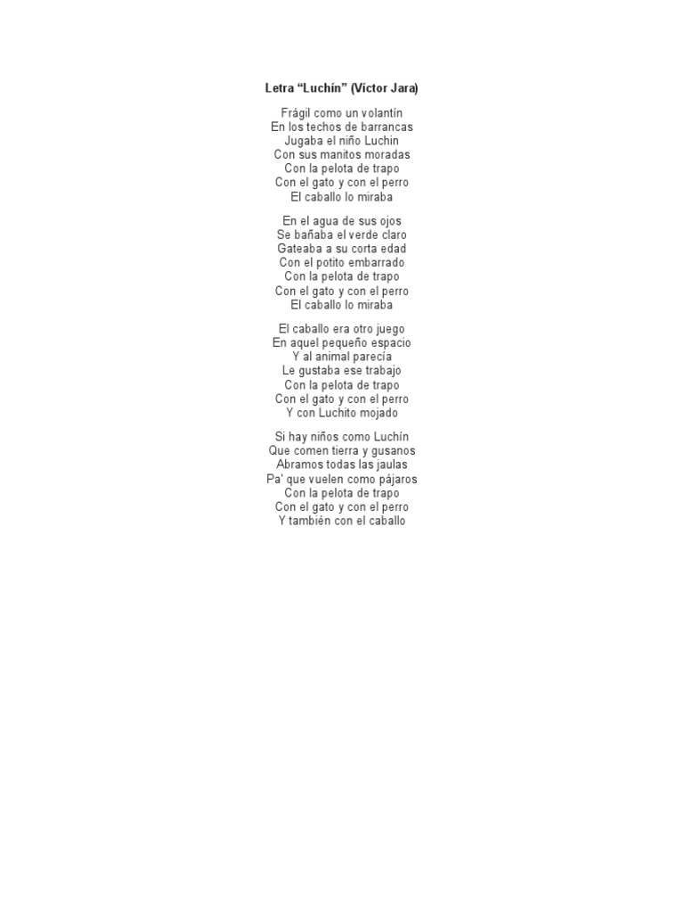 Letra de "Luchín" de Víctor Jara | PDF