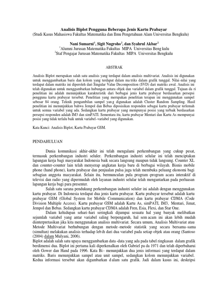 0305 Analisis Biplot Pengguna Kartu PraBayar | PDF