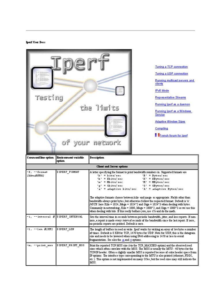 Iperf User Docs | PDF | Transmission Control Protocol | Port (Computer Networking)