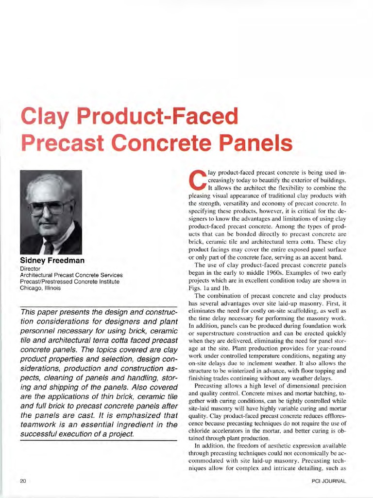 Clay Product-Faced Precast Concrete Panels | PDF | Concrete | Brick